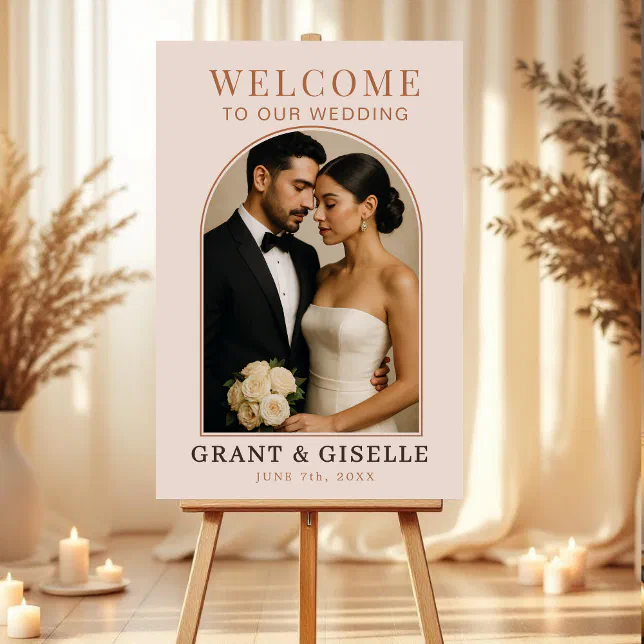 Elegant Arch Photo Wedding Welcome Sign | Zazzle