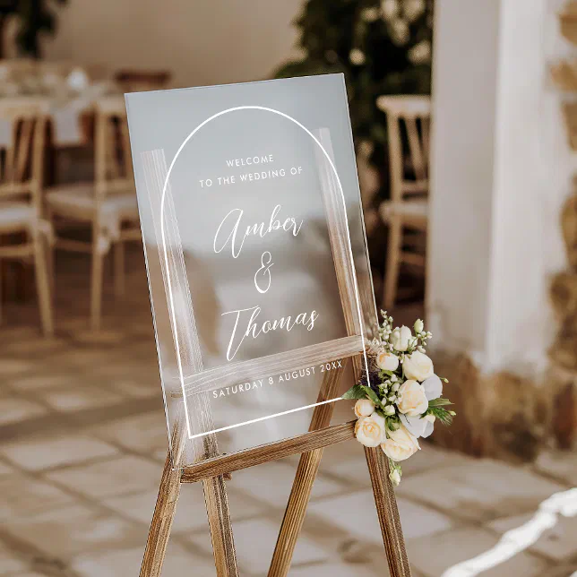 Elegant Arch Wedding Welcome Acrylic Sign | Zazzle