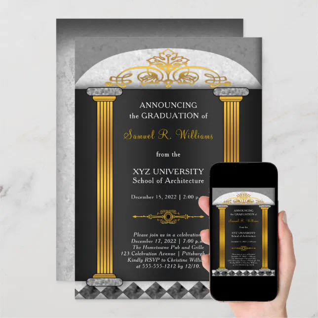 Elegant Architect Architecture Graduation Invitation | Zazzle