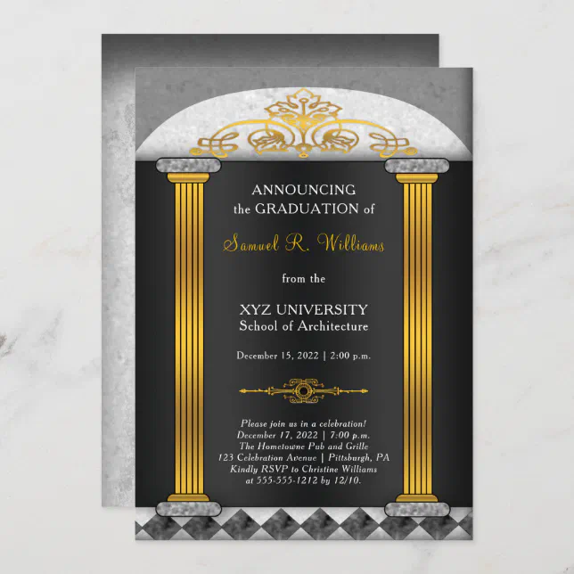 Elegant Architect Architecture Graduation Invitation | Zazzle