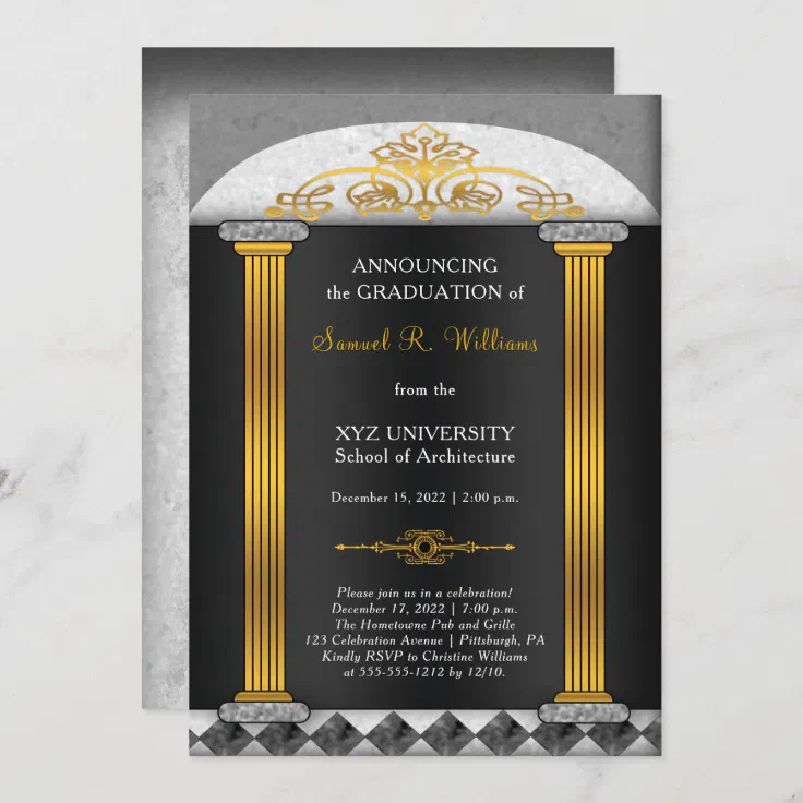 Elegant Architect Architecture Graduation Invitation | Zazzle