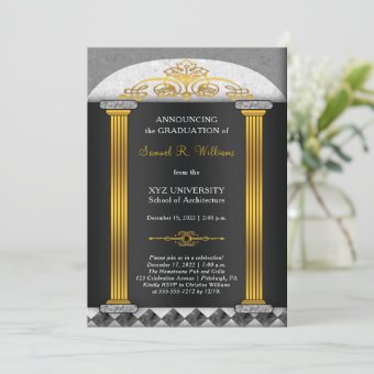 Elegant Architect Architecture Graduation Invitation | Zazzle