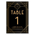 Elegant Art Deco Black Gold Wedding Table Number | Zazzle
