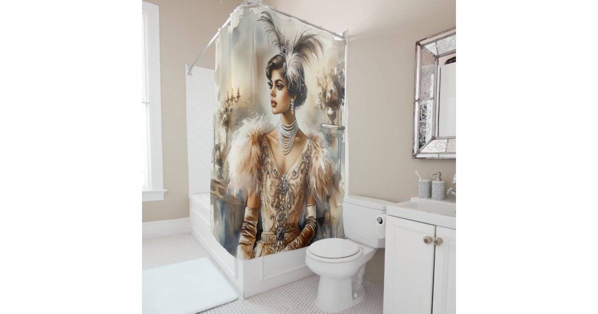 Elegant Art Deco Flapper Shower Curtain | Zazzle