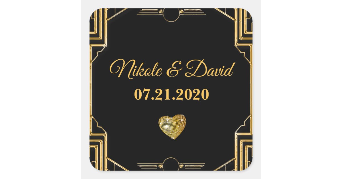 Elegant Art Deco Gatsby Wedding Stickers | Zazzle