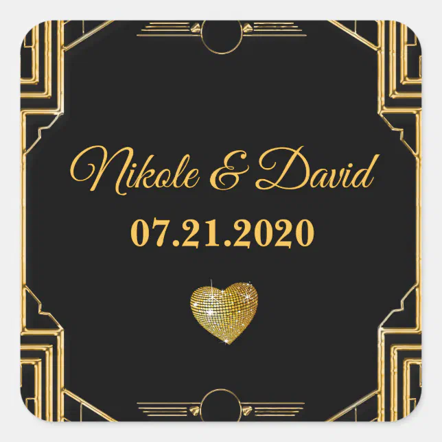 Elegant Art Deco Gatsby Wedding Stickers | Zazzle