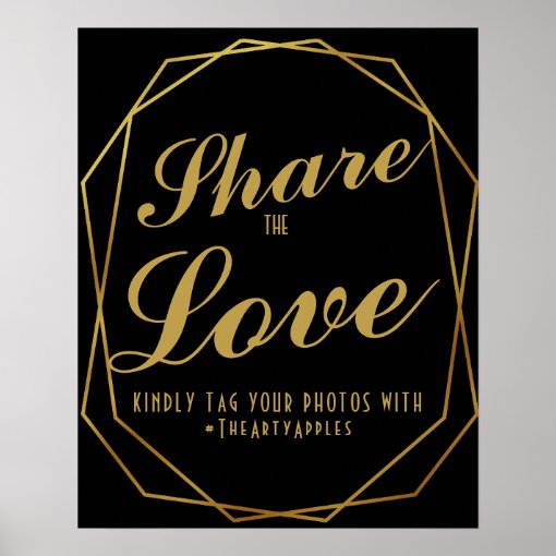 Elegant art deco Gold & Black Social media hashtag Poster | Zazzle