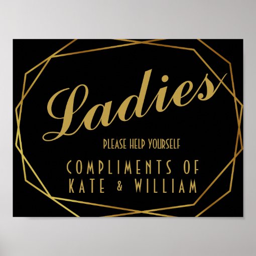 Elegant art deco ladies restroom sign- toiletries poster | Zazzle