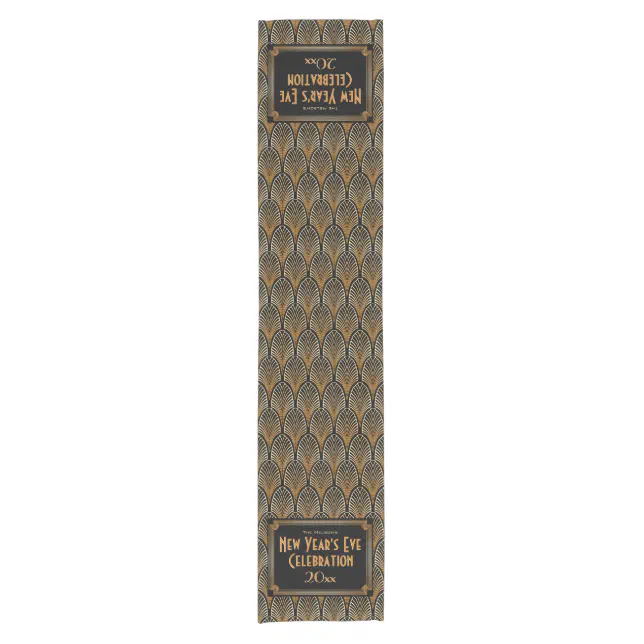 Elegant Art Deco Pattern New Year's Table Runner | Zazzle