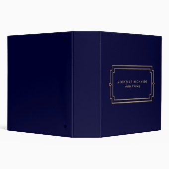 Elegant Art Deco Professional Navy/Gold Binder | Zazzle