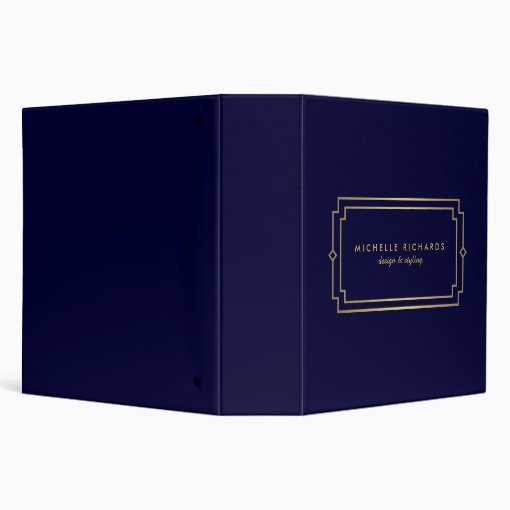 Elegant Art Deco Professional Navy/Gold Binder | Zazzle