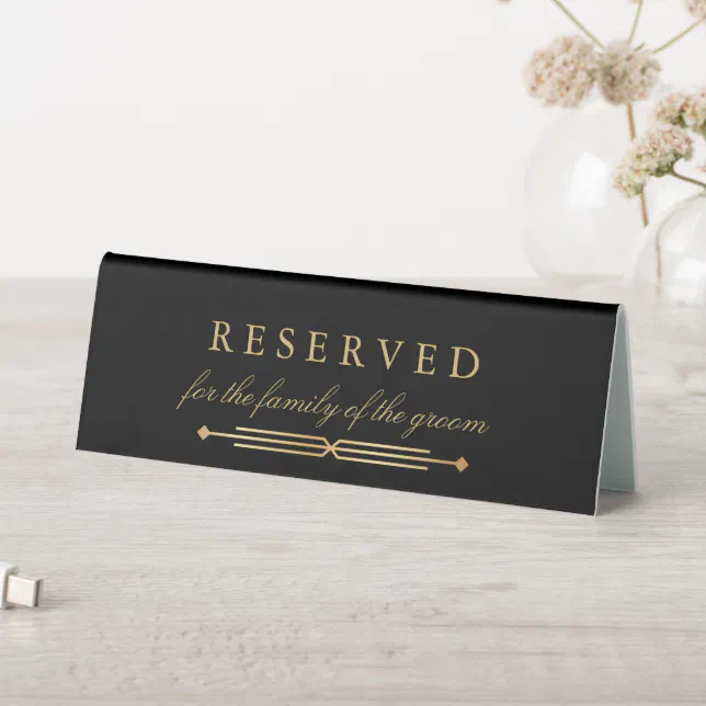 Elegant Art Deco Reserved Table Tent Sign | Zazzle