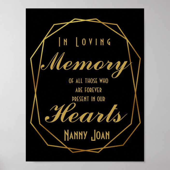 Elegant art deco style Gold Cut In loving memory Poster | Zazzle.com