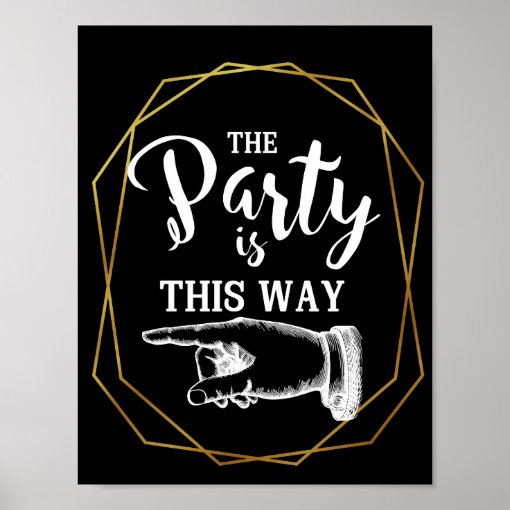 Elegant art deco style THIS WAY FINGER POINTING Poster | Zazzle