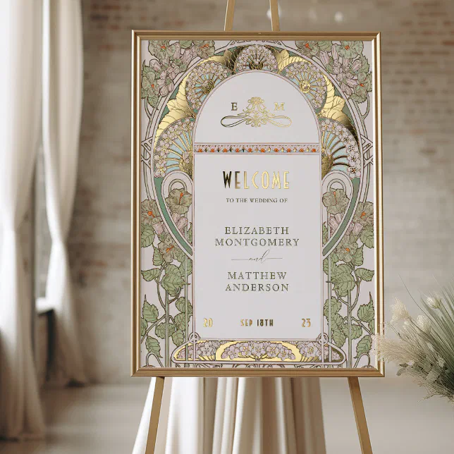 Elegant Art Nouveau Welcome Sign | Zazzle
