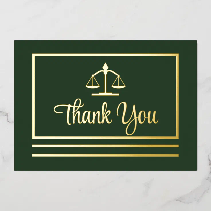 Elegant Attorney Thank You Foil Postcard | Zazzle
