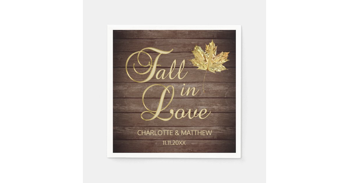 Elegant Autumn Fall in Love Rustic Country Wedding Paper Napkins | Zazzle