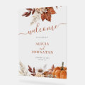 Elegant autumn fall leaves wedding welcome sign | Zazzle