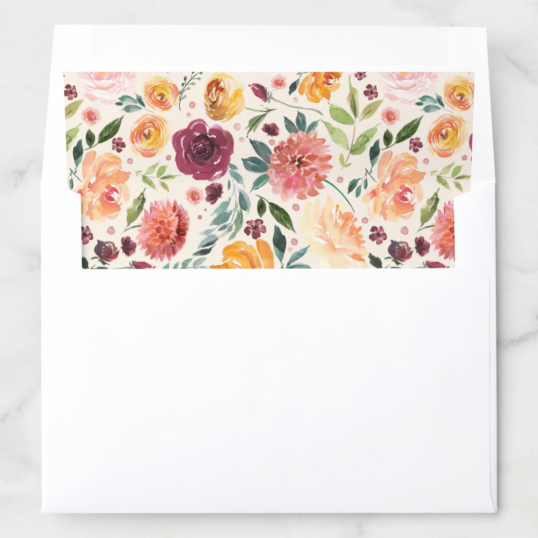 Elegant Autumn Floral Envelope Liner | Zazzle
