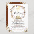 Elegant Autumn Floral Wreath Pumpkin Fall Baptism Invitation | Zazzle