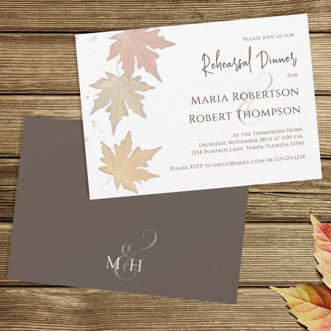 Elegant Autumn Leaves Fall Greenery Foliage Invitation | Zazzle