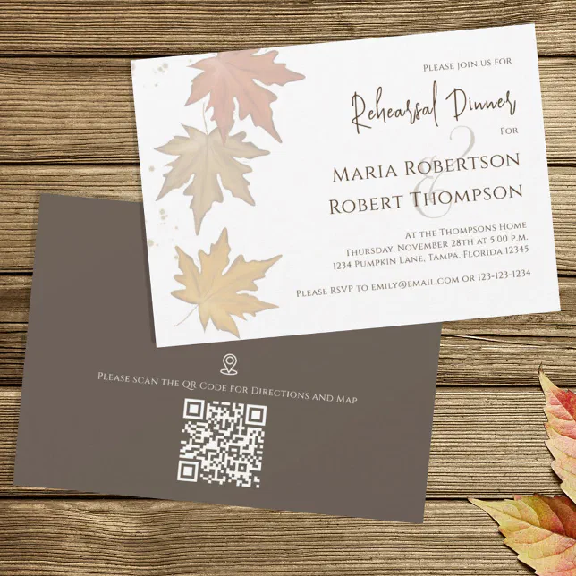 Elegant Autumn Leaves Fall Greenery Foliage Invitation | Zazzle