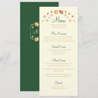 Elegant Autumn Leaves Menu | Zazzle