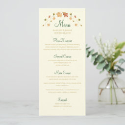 Elegant Autumn Leaves Menu | Zazzle