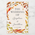 Elegant Autumn Wedding Leaves Personalized Mini Wine Label | Zazzle