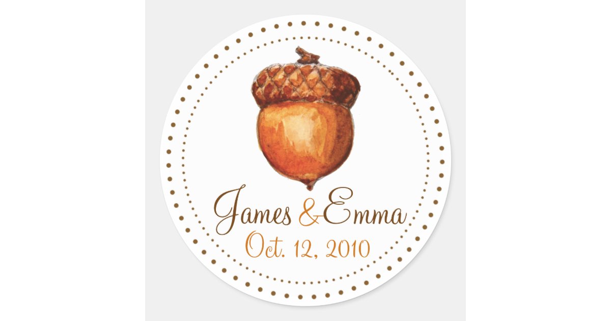 Elegant Autumnal Acorn Personalized Stickers | Zazzle