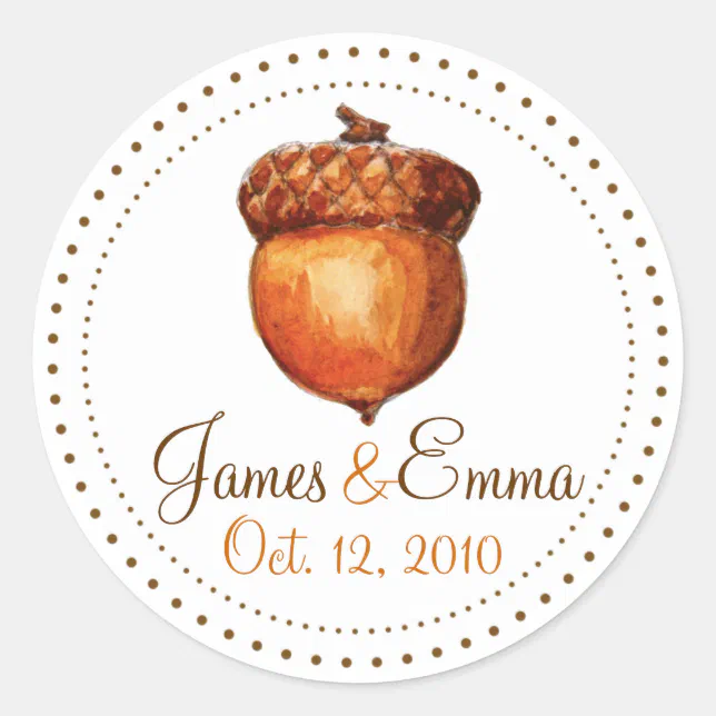 Elegant Autumnal Acorn Personalized Stickers | Zazzle