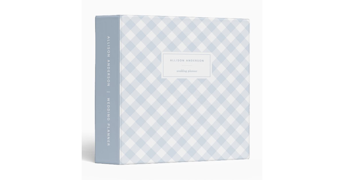 Elegant Baby Blue Buffalo Plaid 3 Ring Binder | Zazzle
