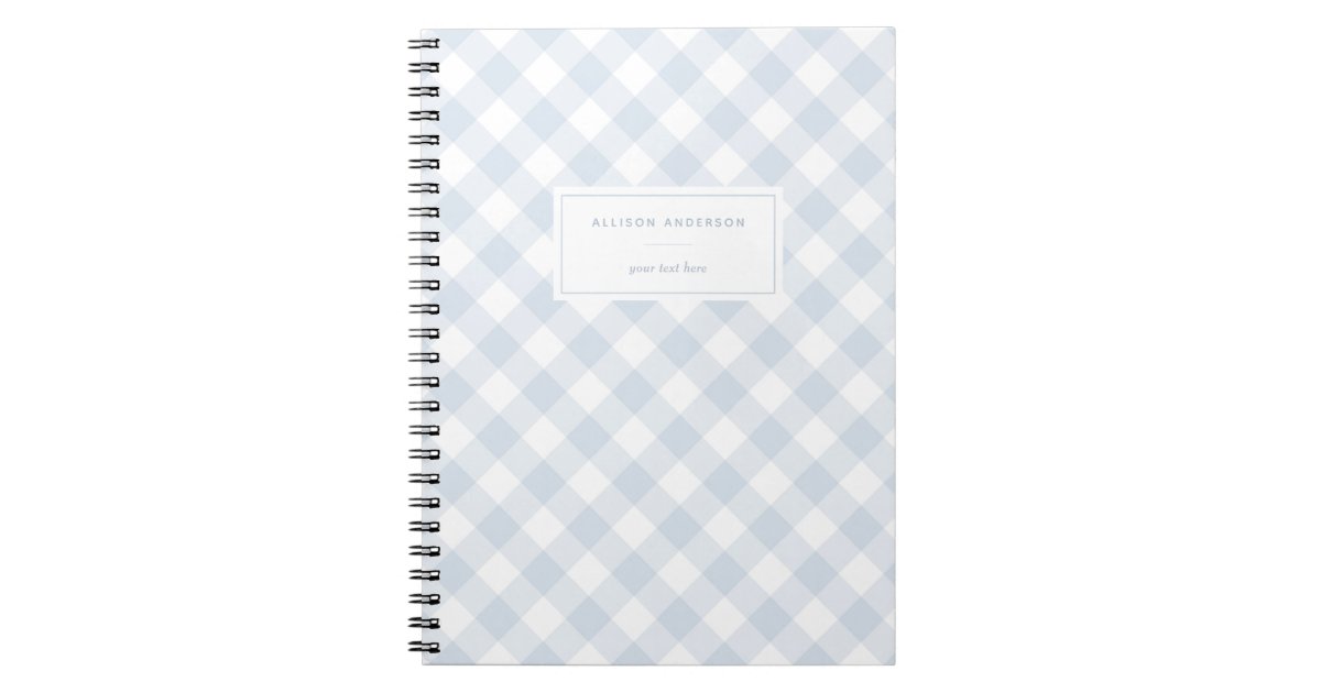 Elegant Baby Blue Buffalo Plaid Notebook | Zazzle