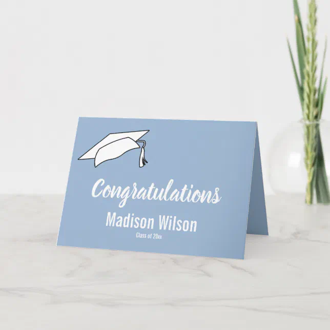 Elegant Baby Blue Congratulations Graduation Card | Zazzle