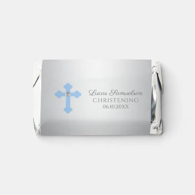 Elegant Baby Blue Cross Baptism/Christening Boy Hershey's Miniatures ...