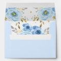 Elegant Baby Blue Floral Flowers Gold Foliage A7 Envelope | Zazzle