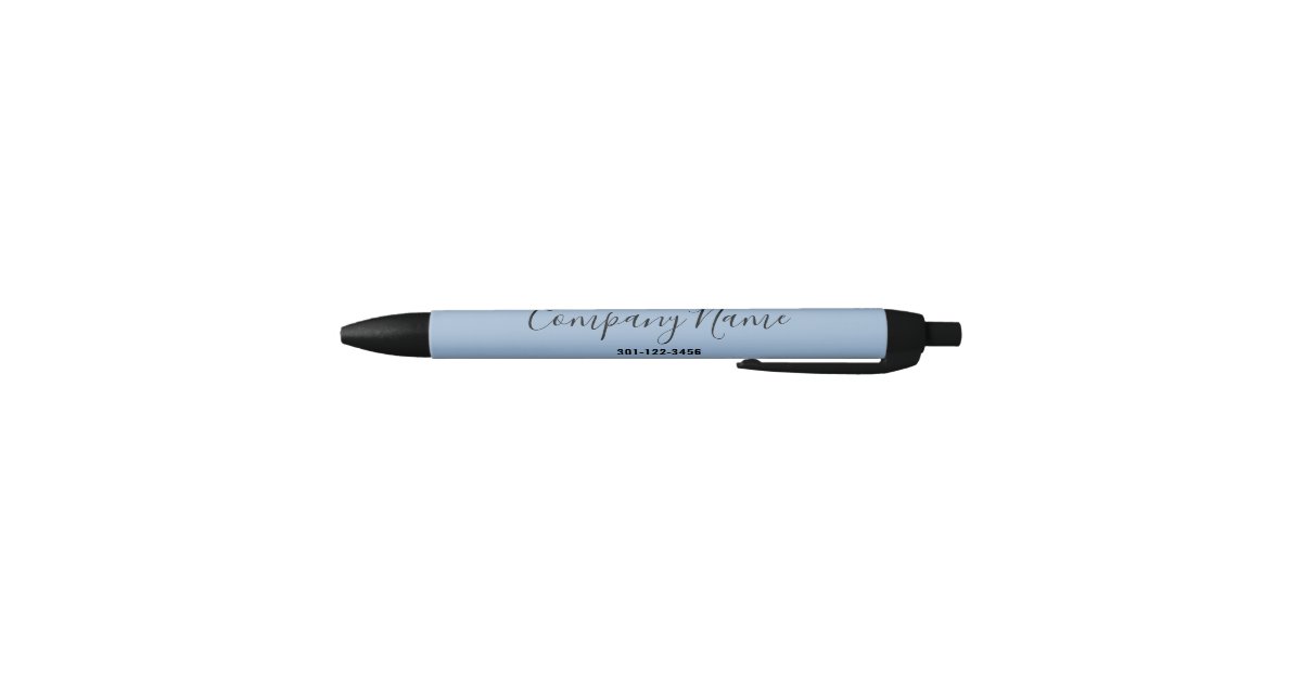 Elegant Baby Blue with Black Phone Number & Script Pen | Zazzle