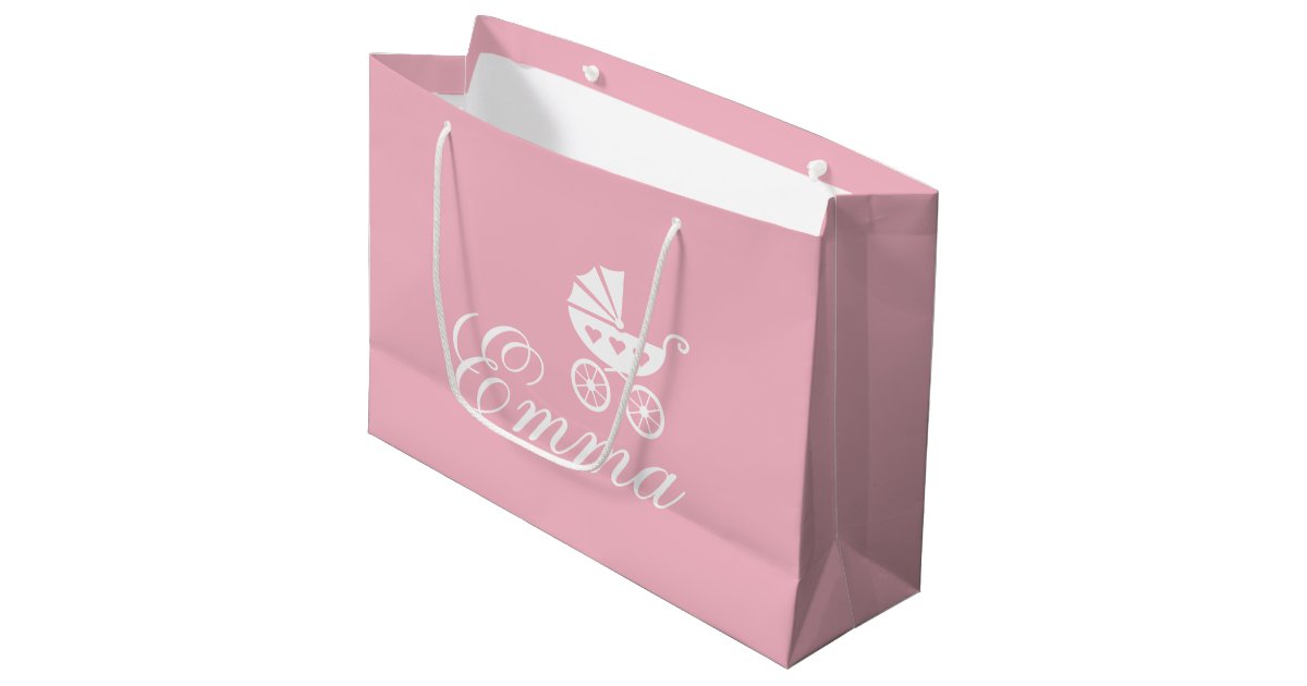 Elegant baby buggy carriage custom baby shower large gift bag | Zazzle
