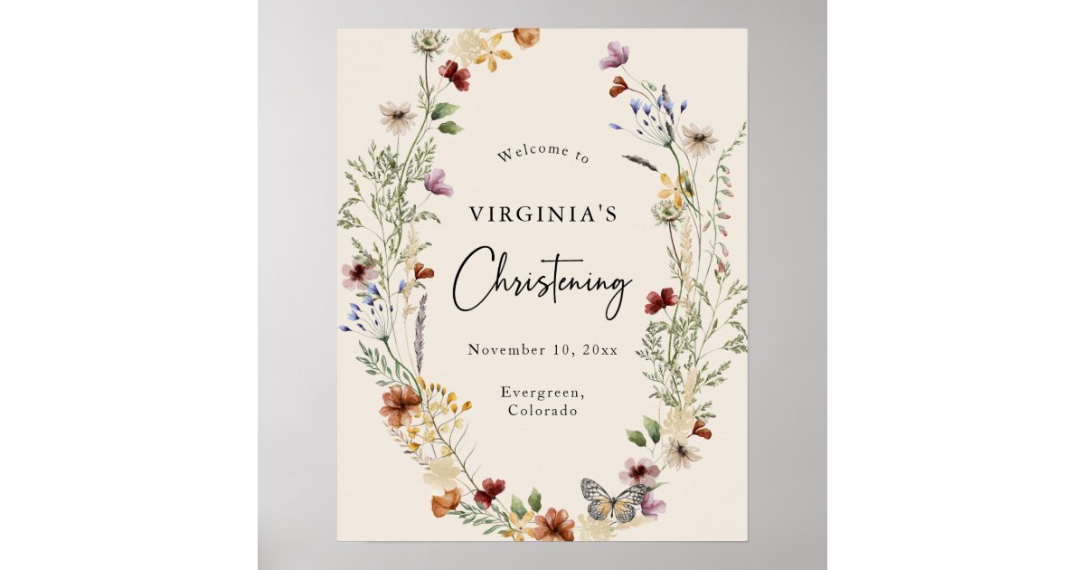 Elegant Baby Christening Welcome Poster | Zazzle
