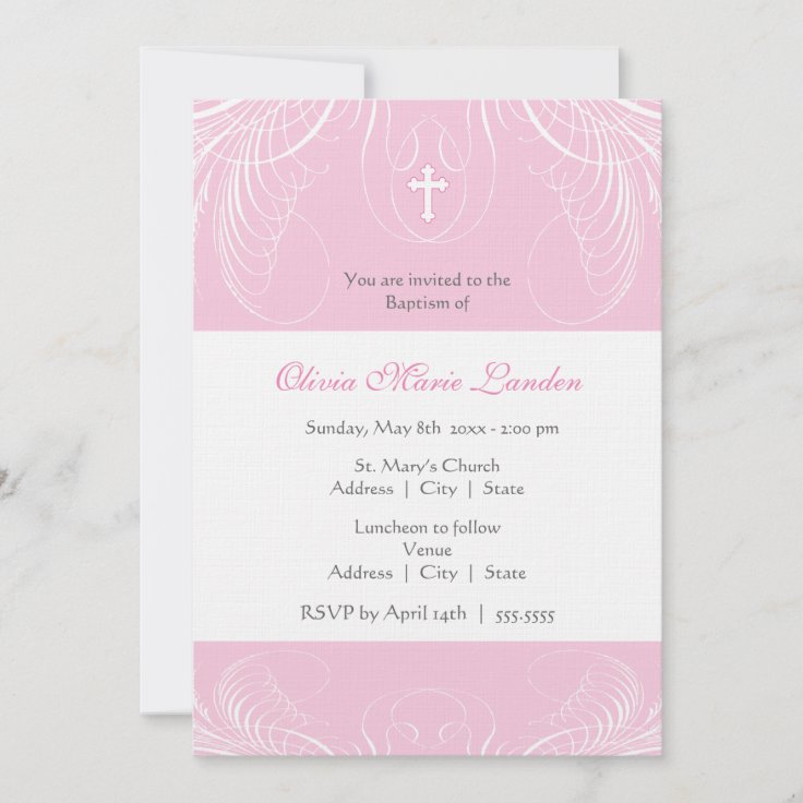 Elegant Baby Girl Baptism Invitation | Zazzle