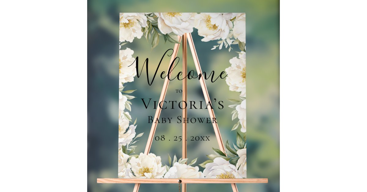 Elegant Baby in Bloom Floral Baby Showe Acrylic Sign | Zazzle