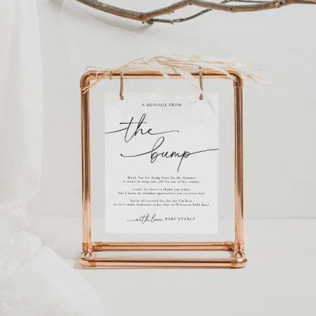 Elegant Baby Shower A Message From The Bump Sign | Zazzle
