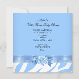 Elegant Baby Shower Boy Blue Zebra Prince Ethnic Invitation | Zazzle