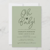 Elegant Baby Shower Script Modern Sage Green Invitation | Zazzle