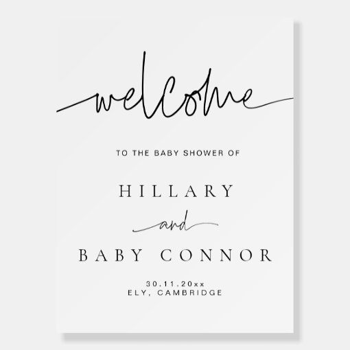 Elegant Baby Shower Script Welcome Foam sign | Zazzle