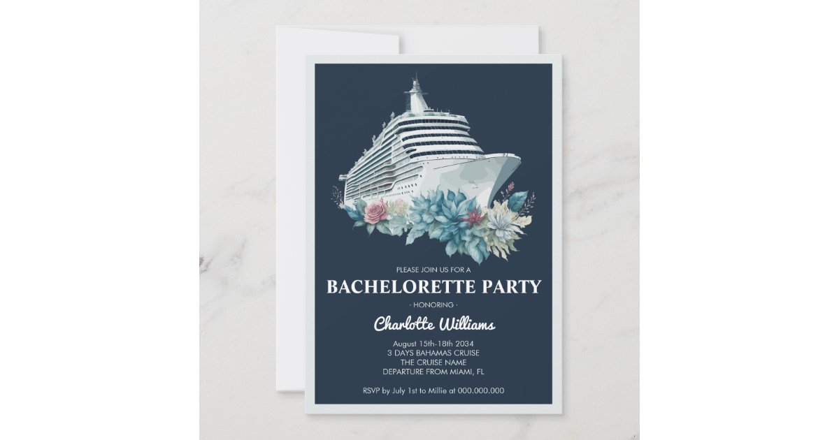 Elegant Bachelorette Party Cruise Ship Invitation | Zazzle