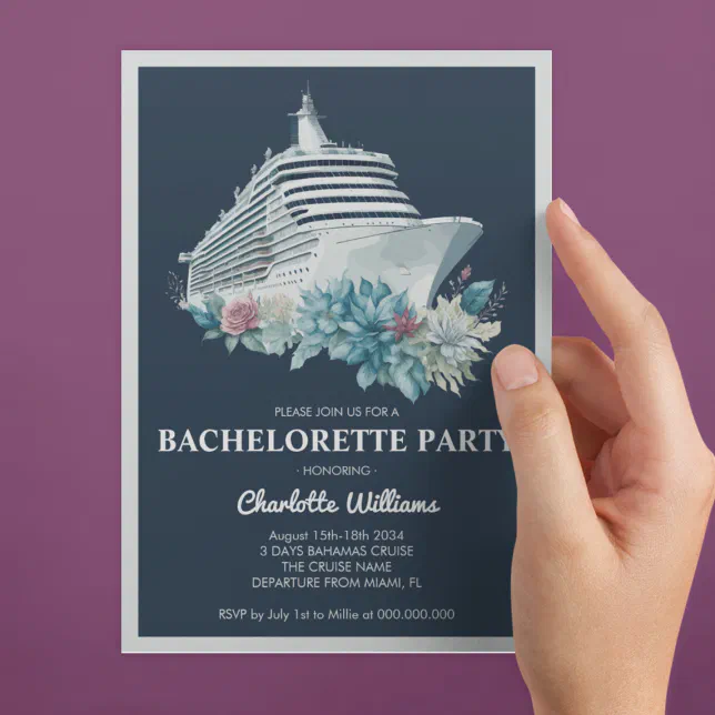 Elegant Bachelorette Party Cruise Ship Invitation | Zazzle