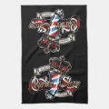 Elegant Barber Pole and Crown Personalize Kitchen Towel | Zazzle