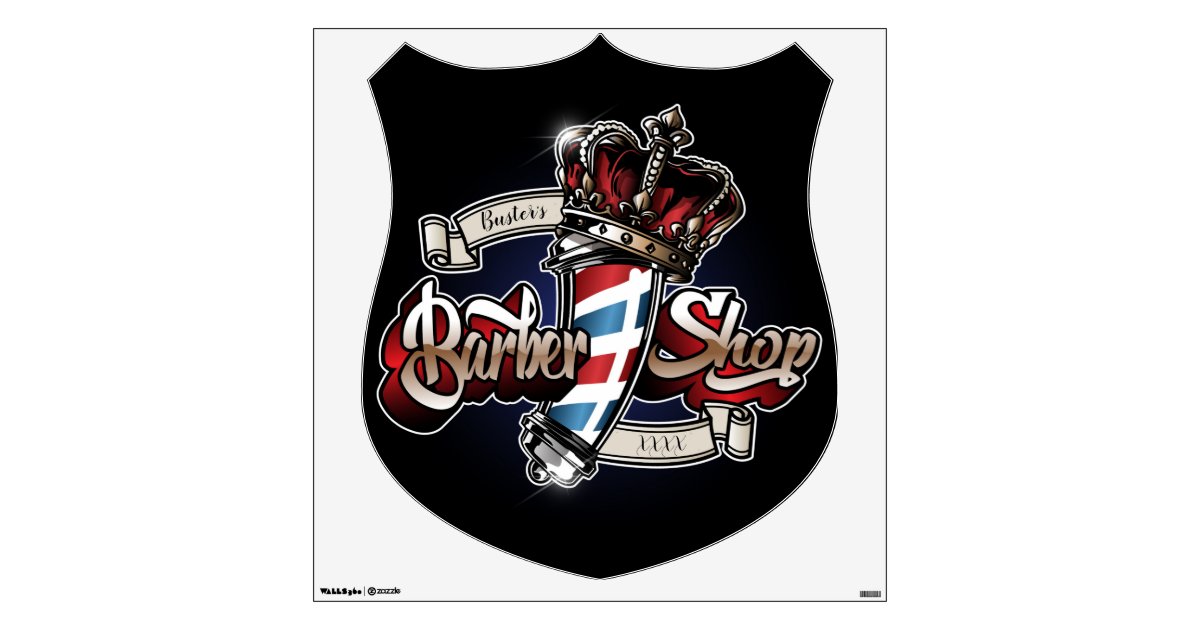 Elegant Barber Pole and Crown Personalize Wall Dec Wall Decal | Zazzle