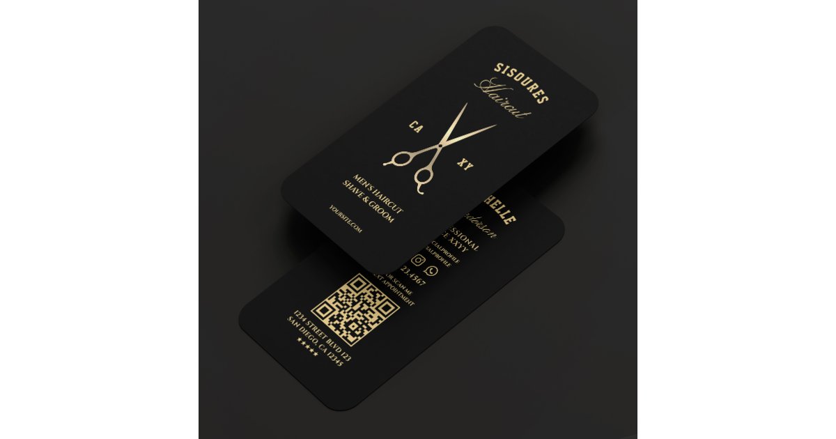 Elegant Barbershop Black Gold Barber Scissors Business Card | Zazzle Elegant Barbershop Black Gold Barber Scissors Business Card | Zazzle